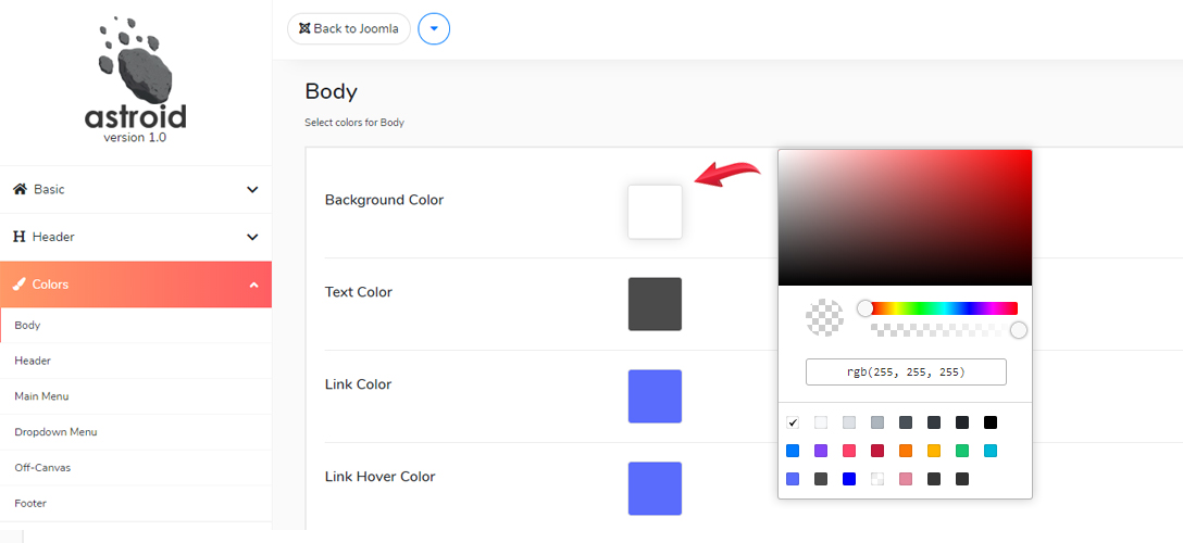 Unable to select colours from the theming section · Issue #165 · templaza/astroid-framework · GitHub